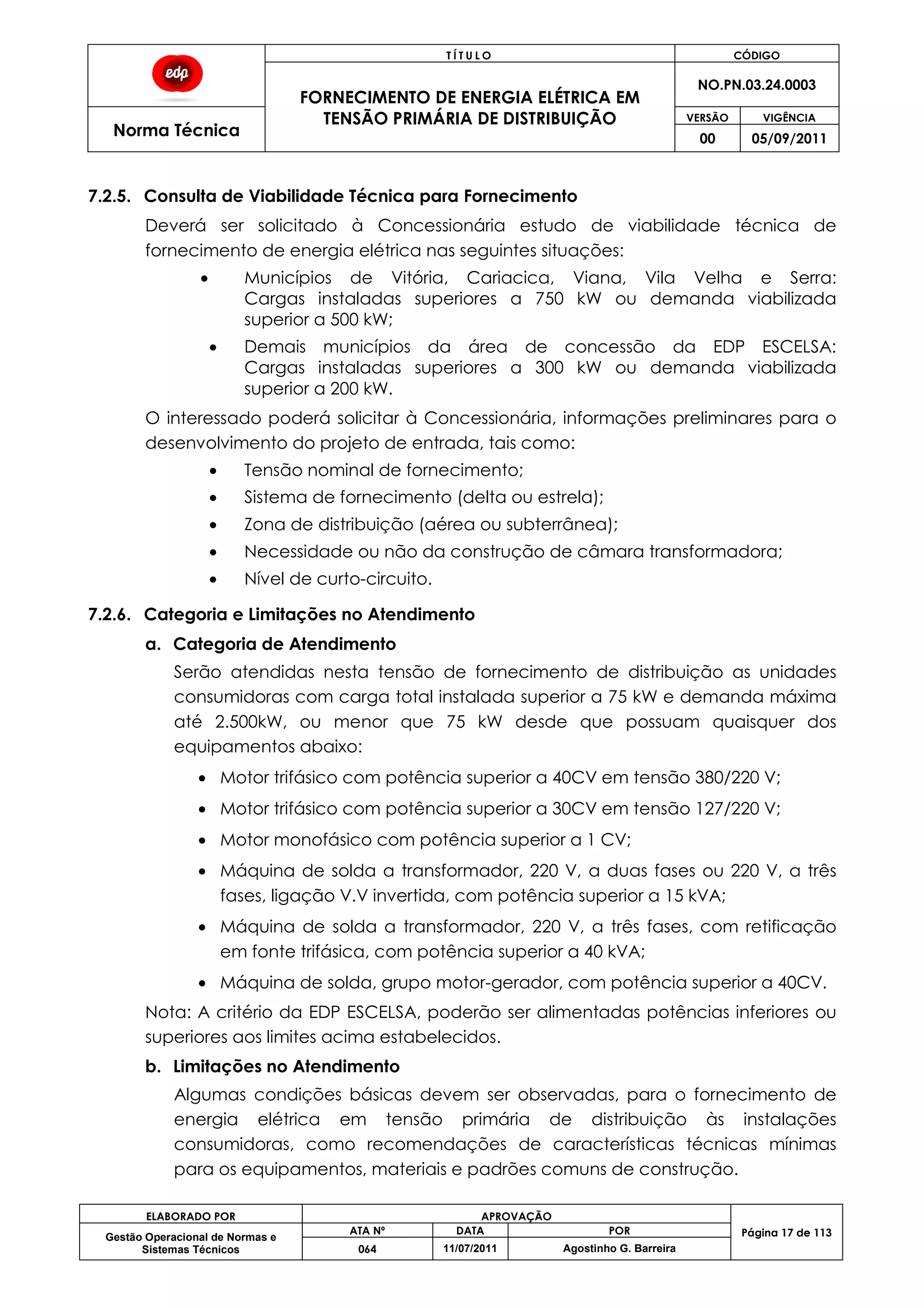 Norma EDP-Escelsa Instalações de Média tensão | PDF