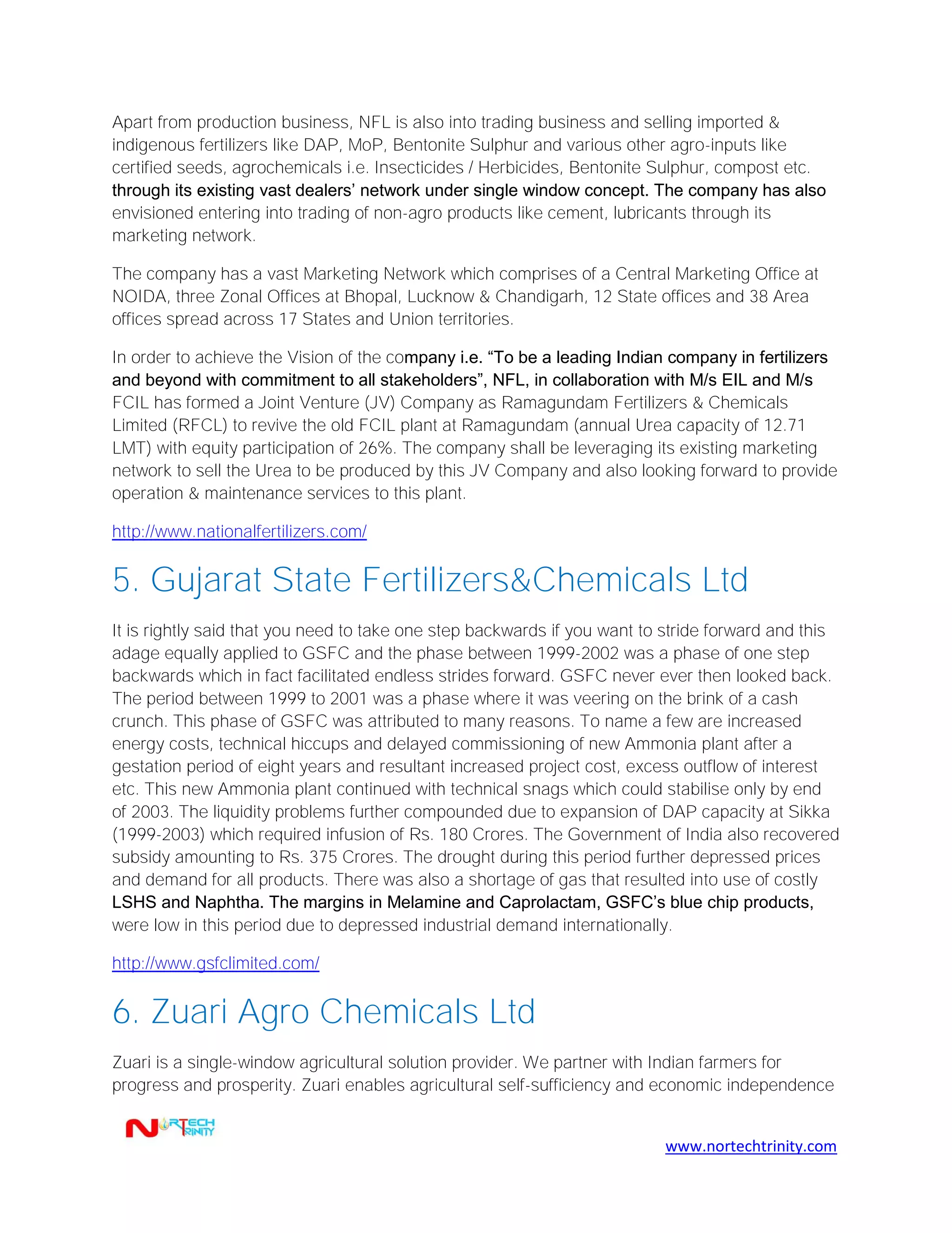 Nortech trinity EPC opportunity in fertilizer plants in india | PDF