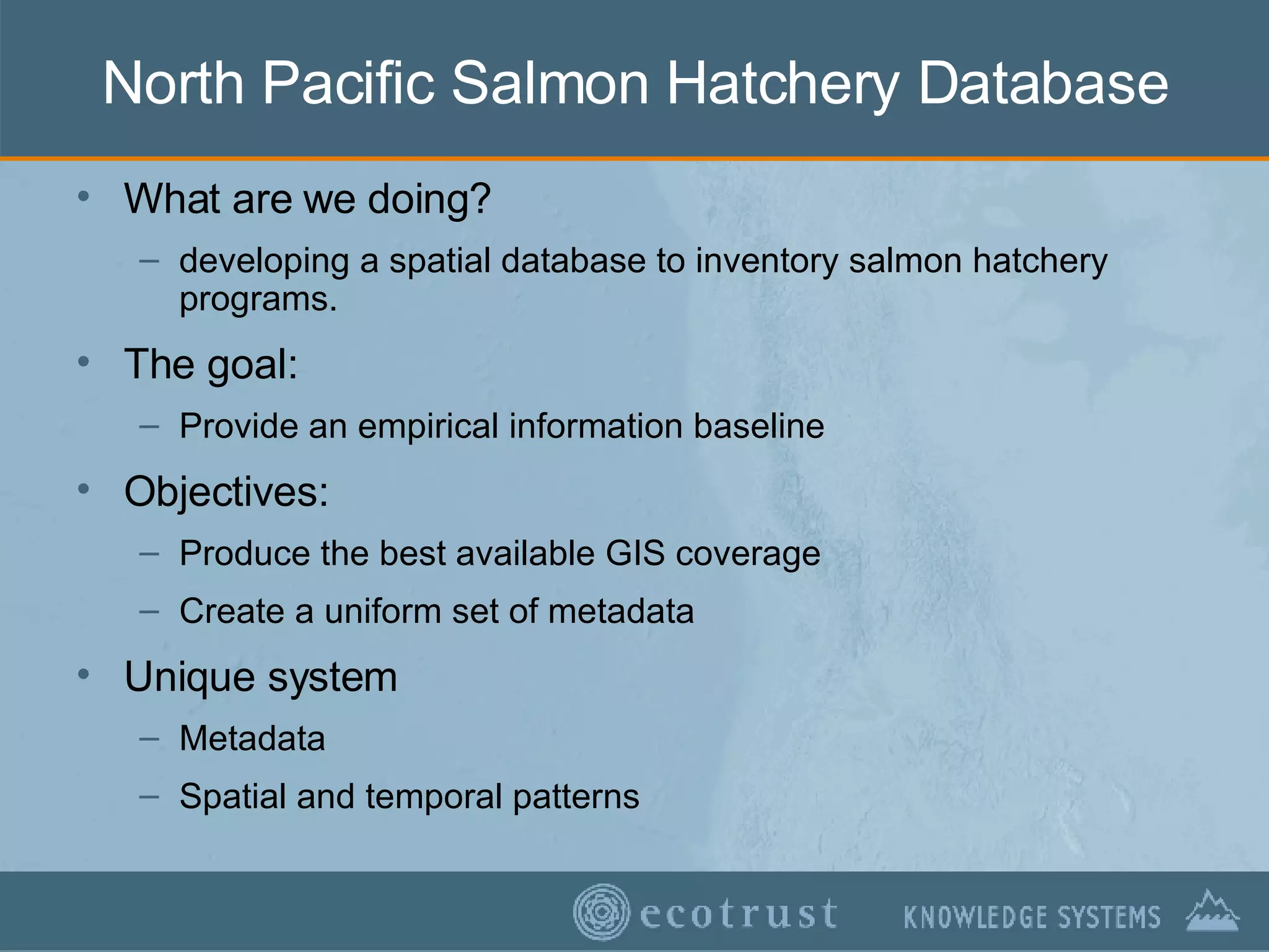 North Pacific Salmon Hatchery Database | PPT