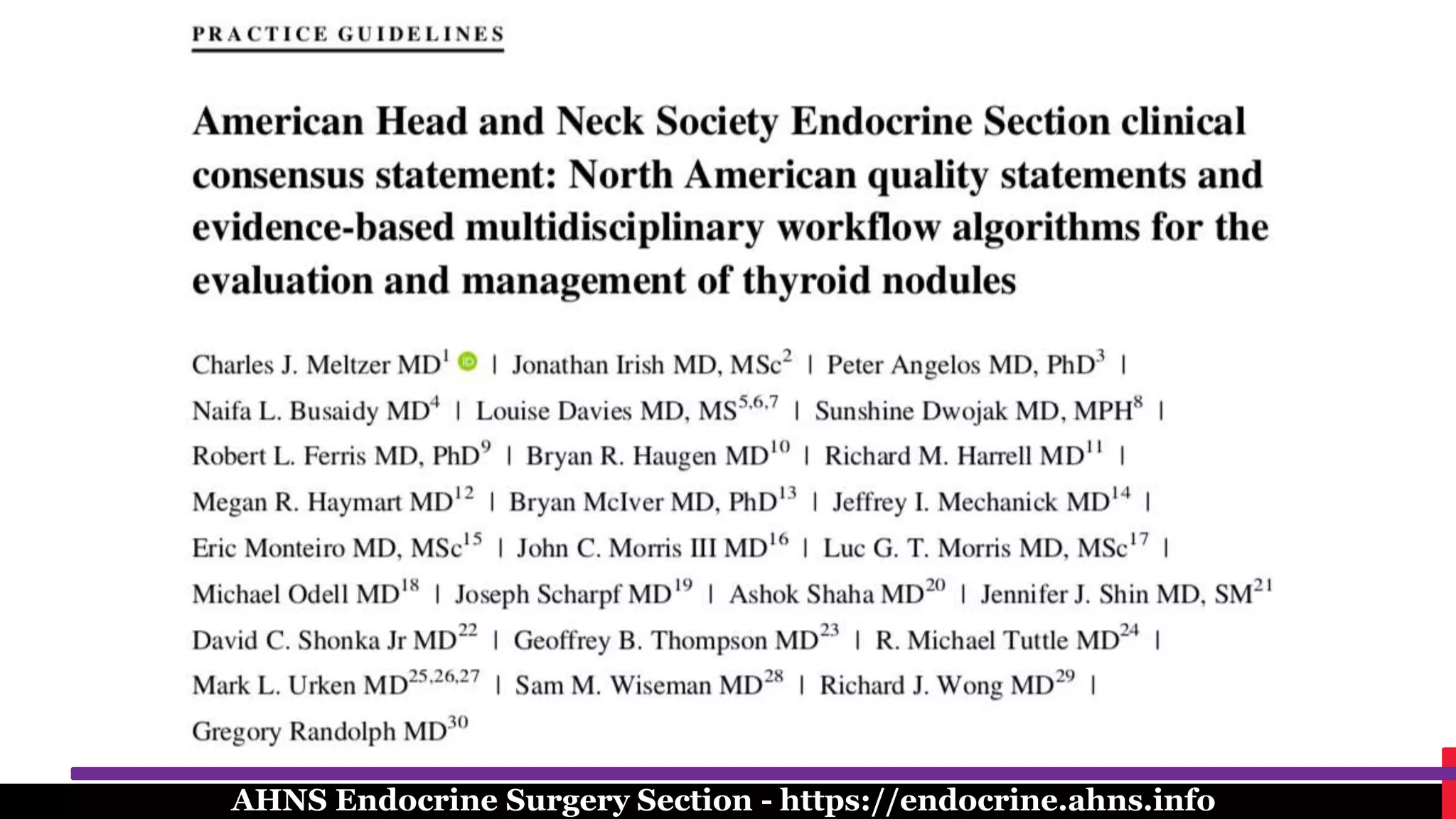 North American quality statements and evidence based multidisciplinary ...