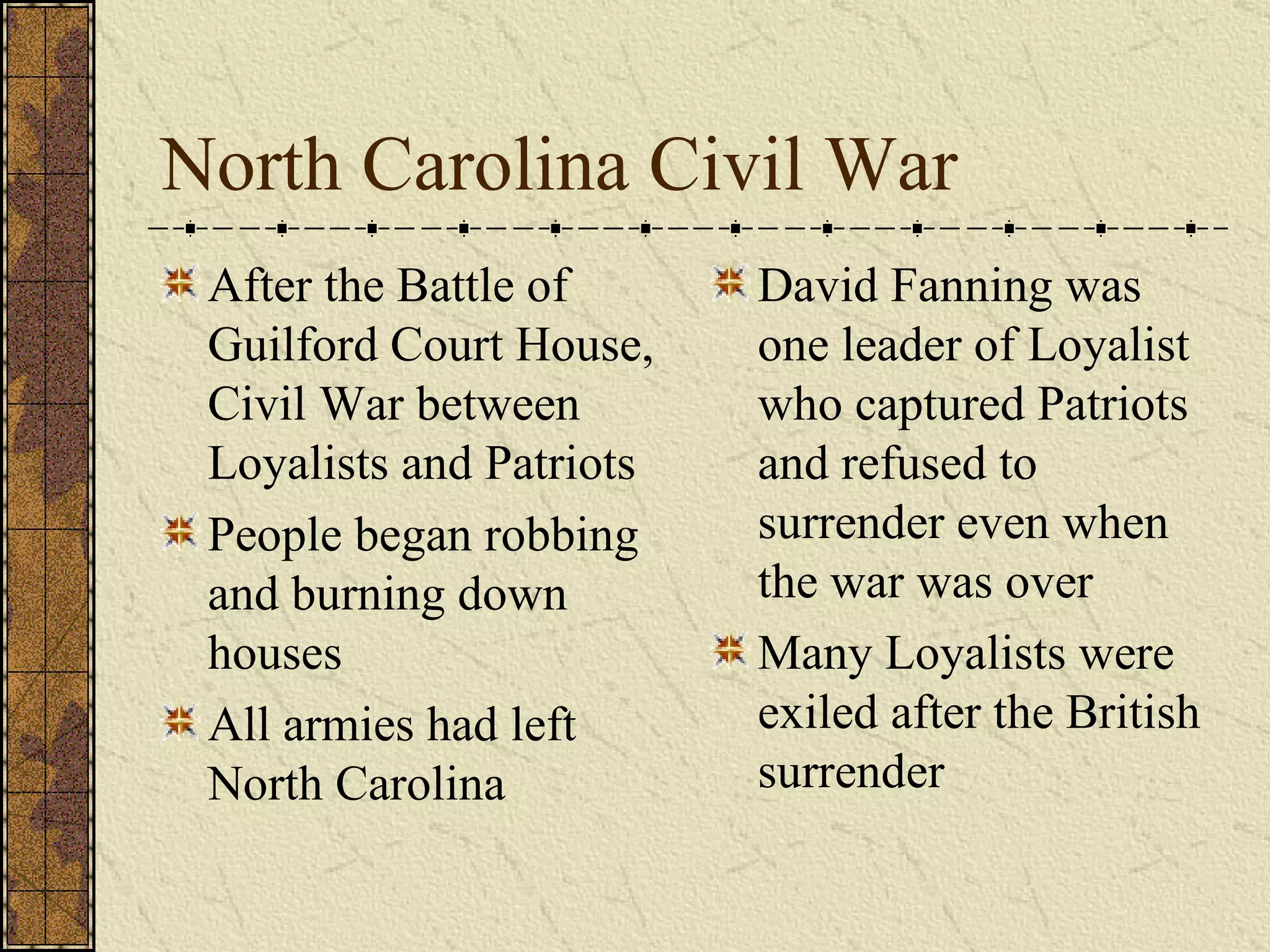 North Carolina In The Revolution | PPT