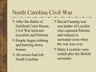 North Carolina In The Revolution | PPT