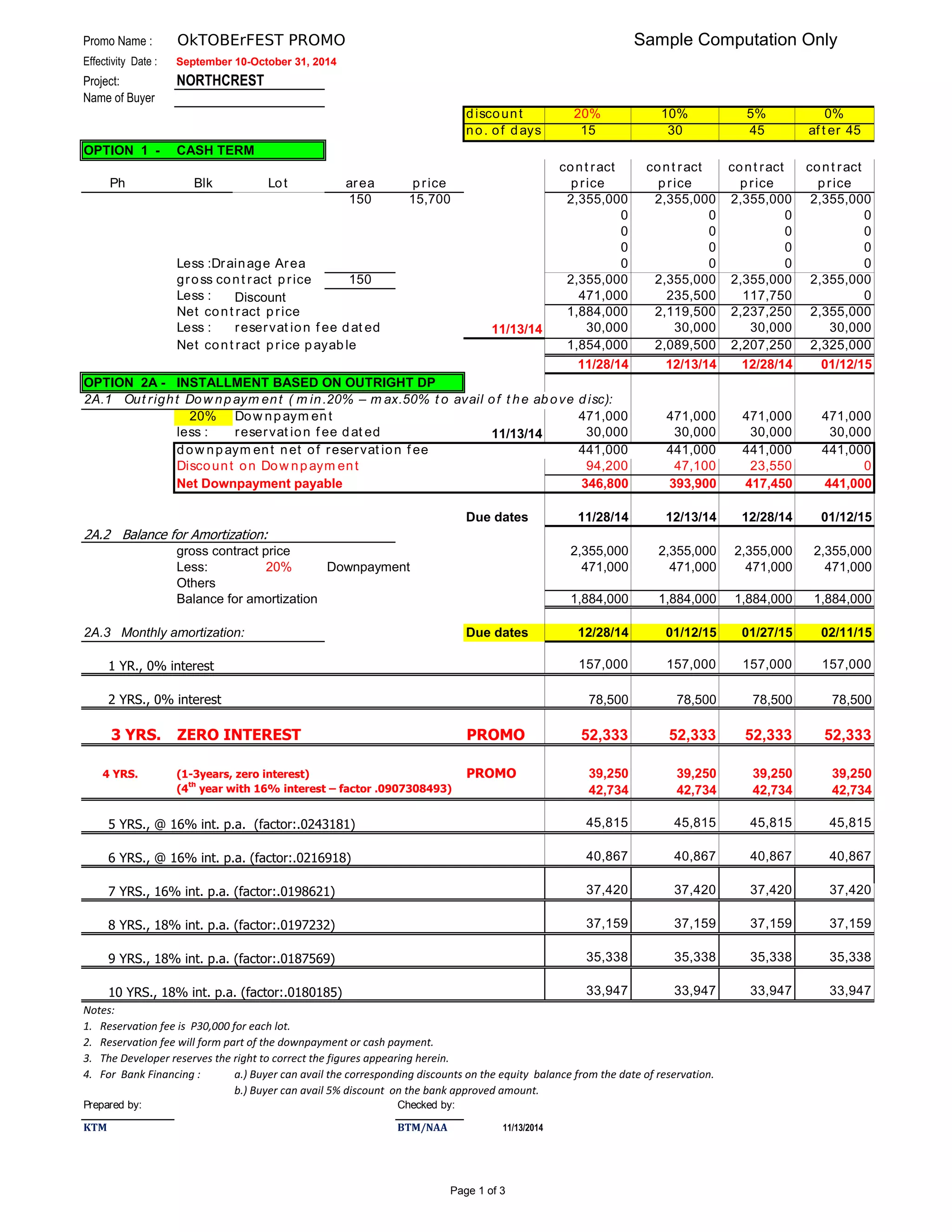 Northcrest sample computation | PDF