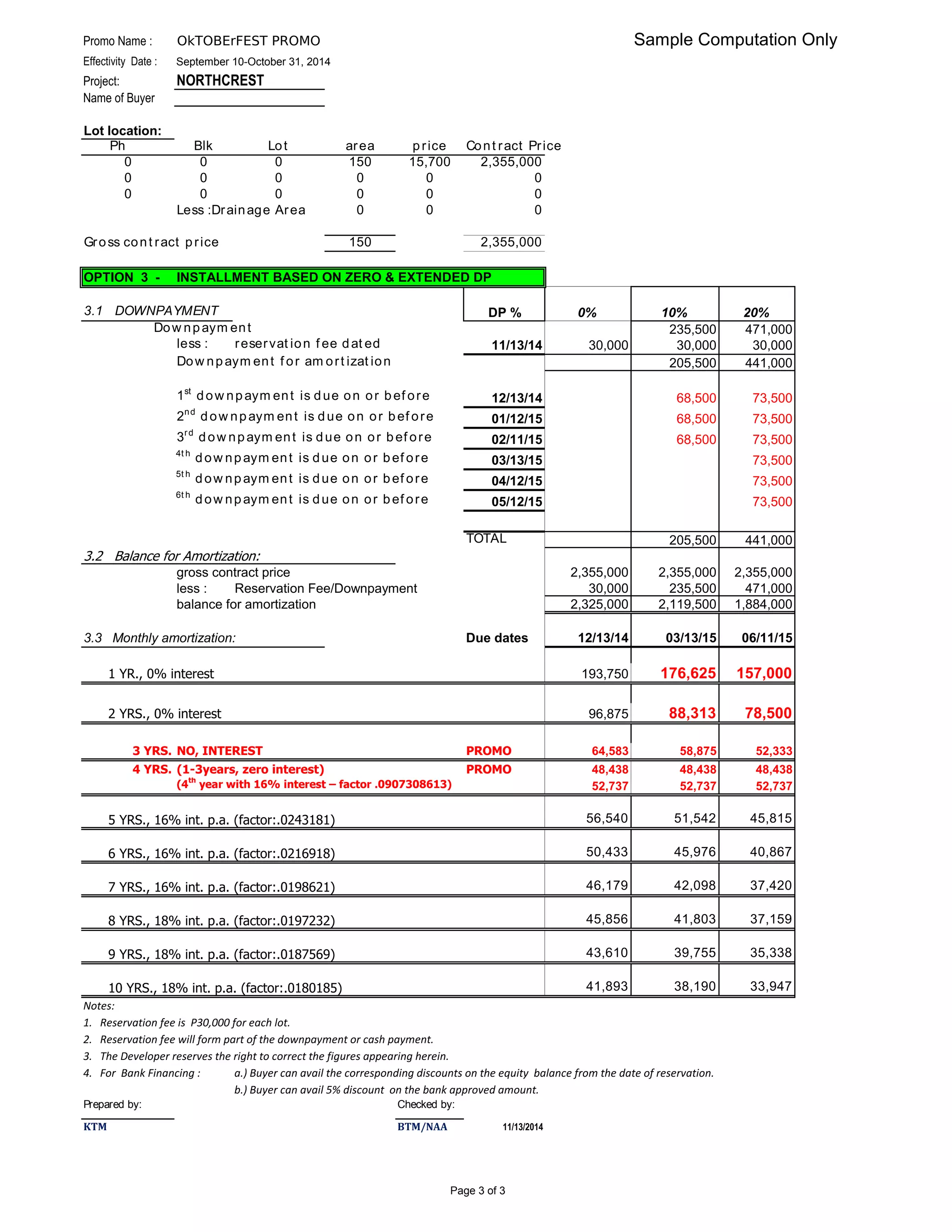 Northcrest sample computation | PDF