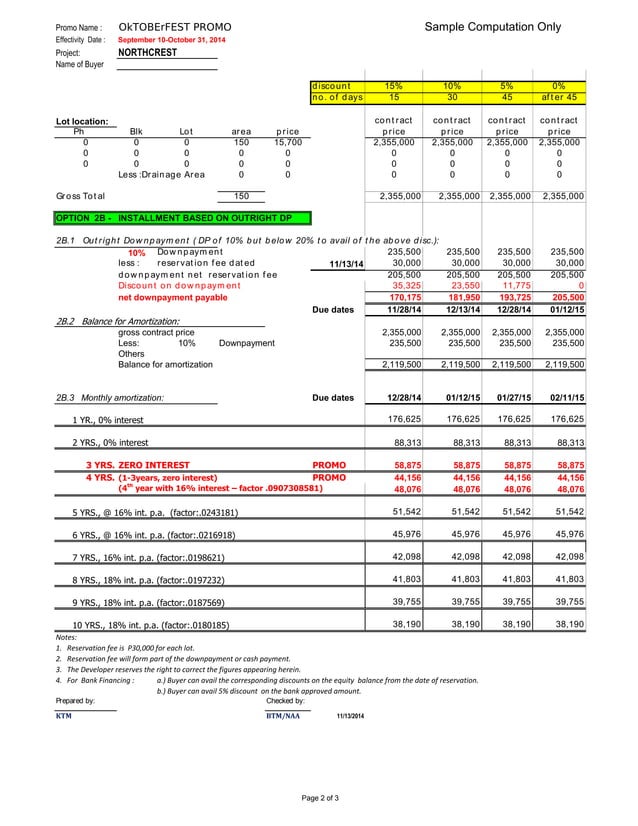 Northcrest sample computation | PDF