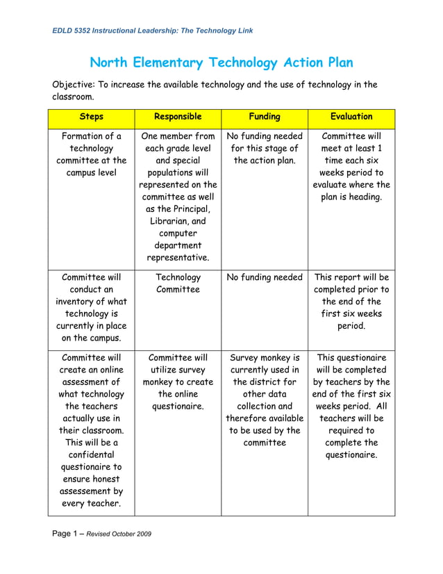 North Elementary Technology Action Plan | PDF