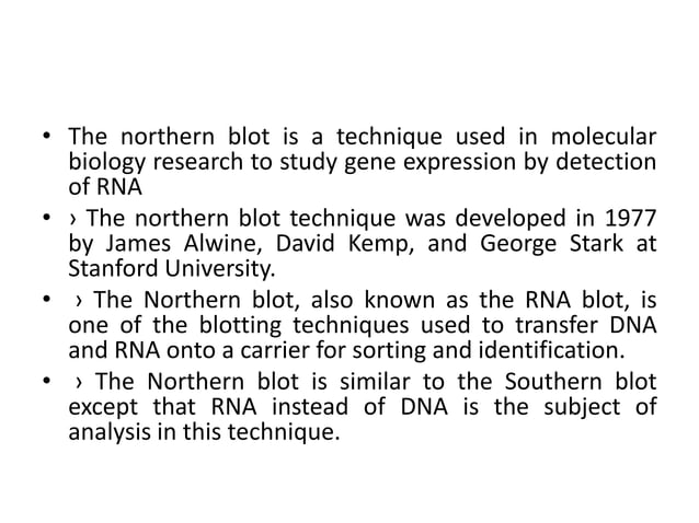 Northern Blotting PPT ( The transfer of RNA to membrane) | PPT