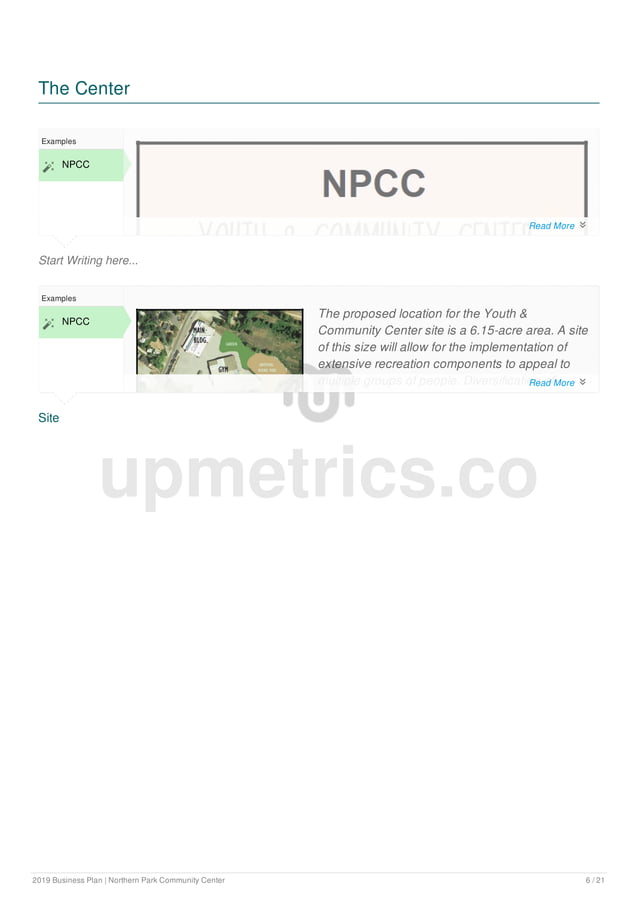 Community Center Business Plan Example | PDF