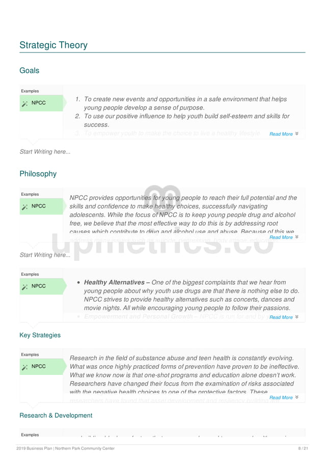 Community Center Business Plan Example | PDF