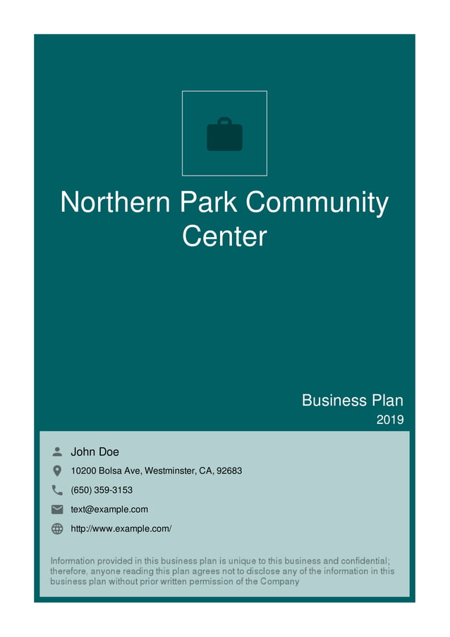 Community Center Business Plan Example | PDF