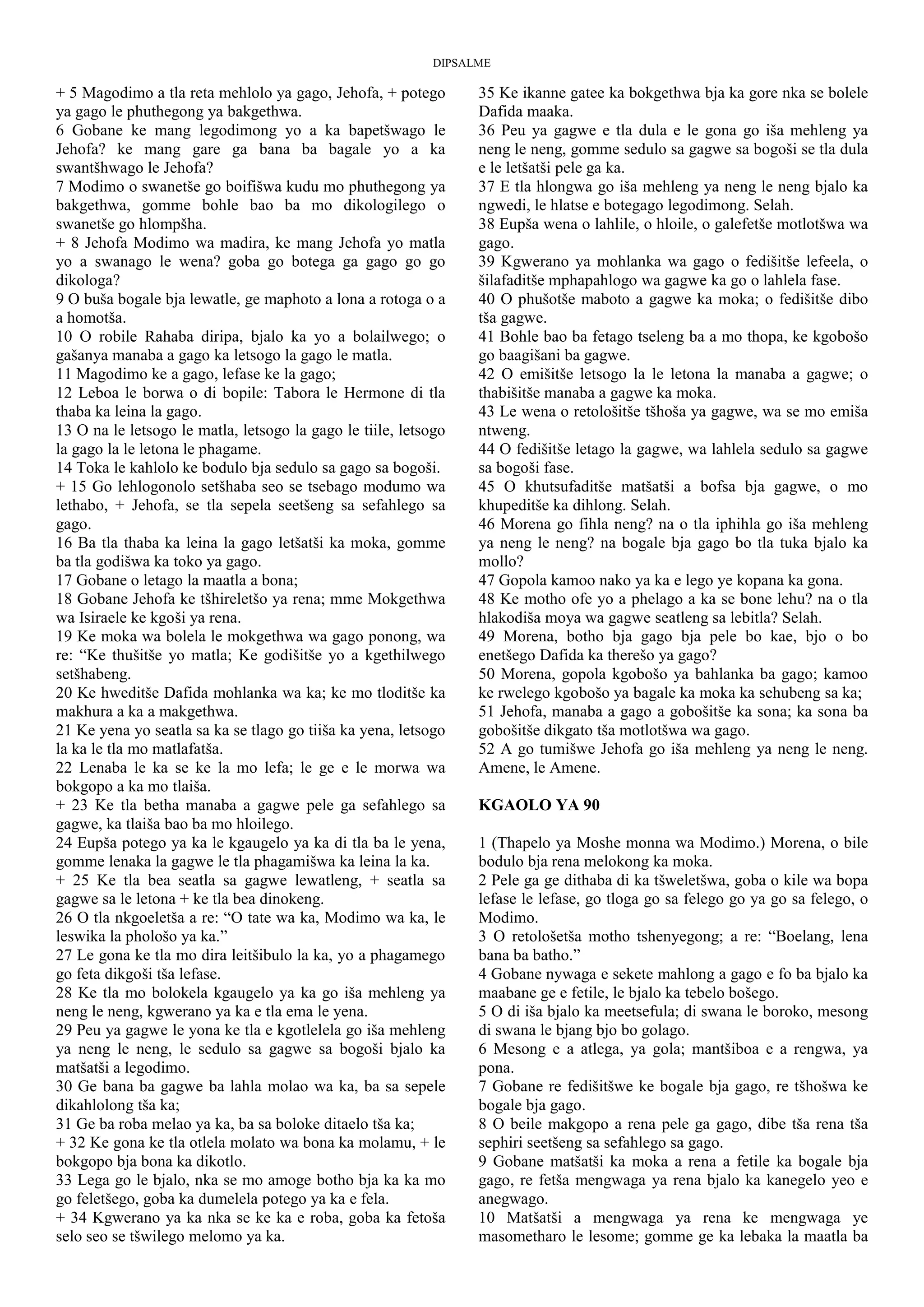 Northern Sotho Sepedi - The Book of Psalms.pdf