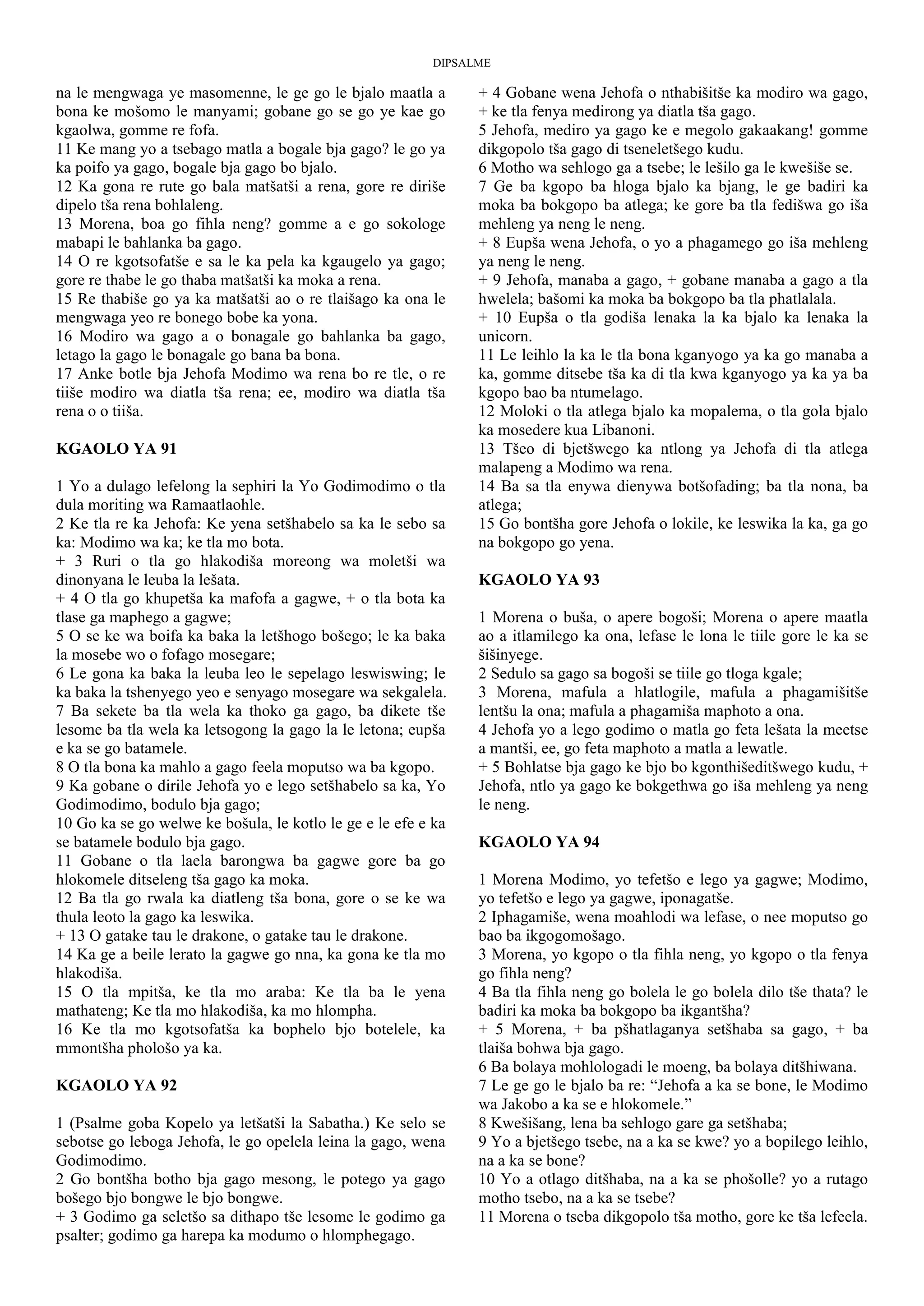 Northern Sotho Sepedi - The Book of Psalms.pdf