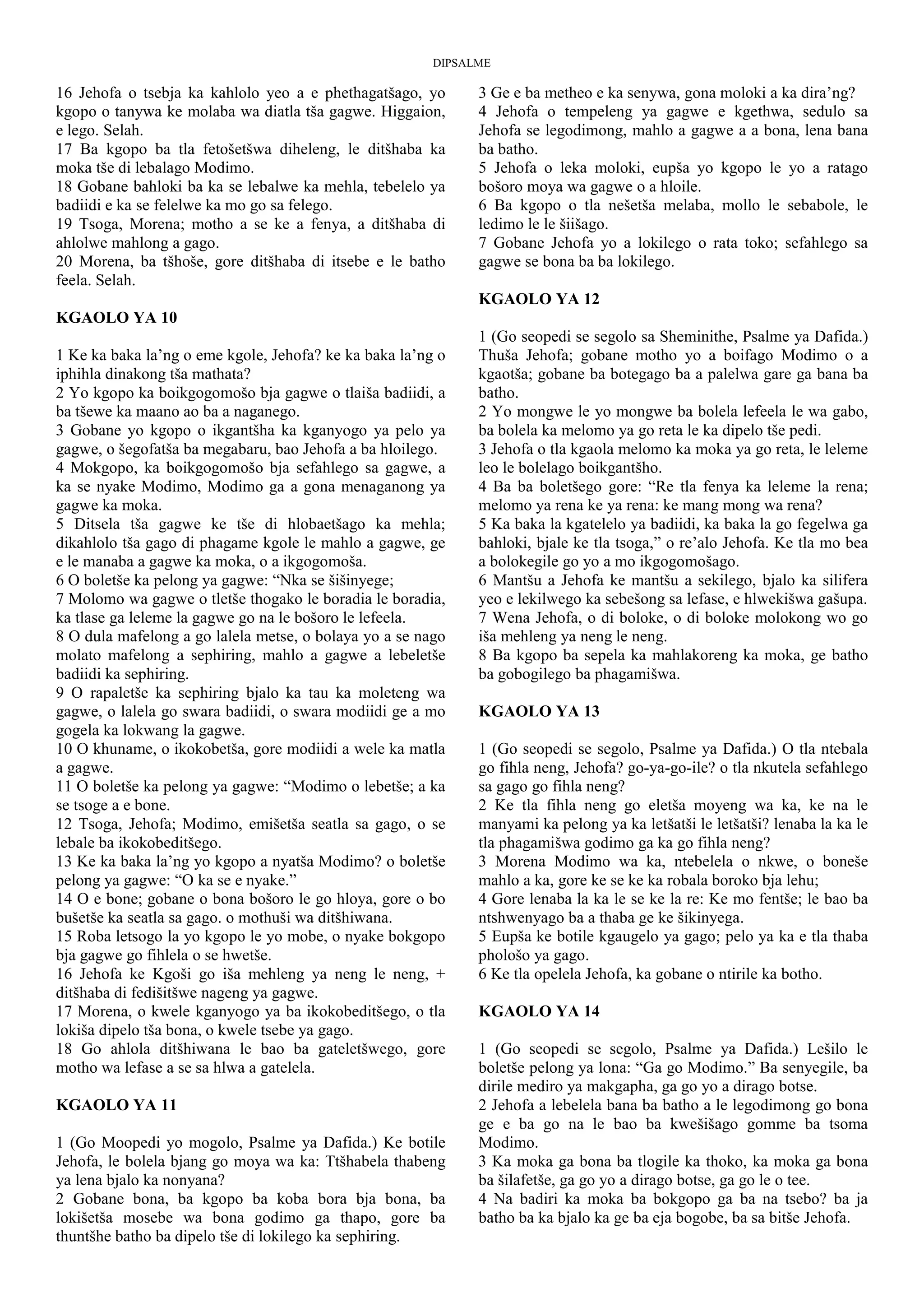 Northern Sotho Sepedi - The Book of Psalms.pdf