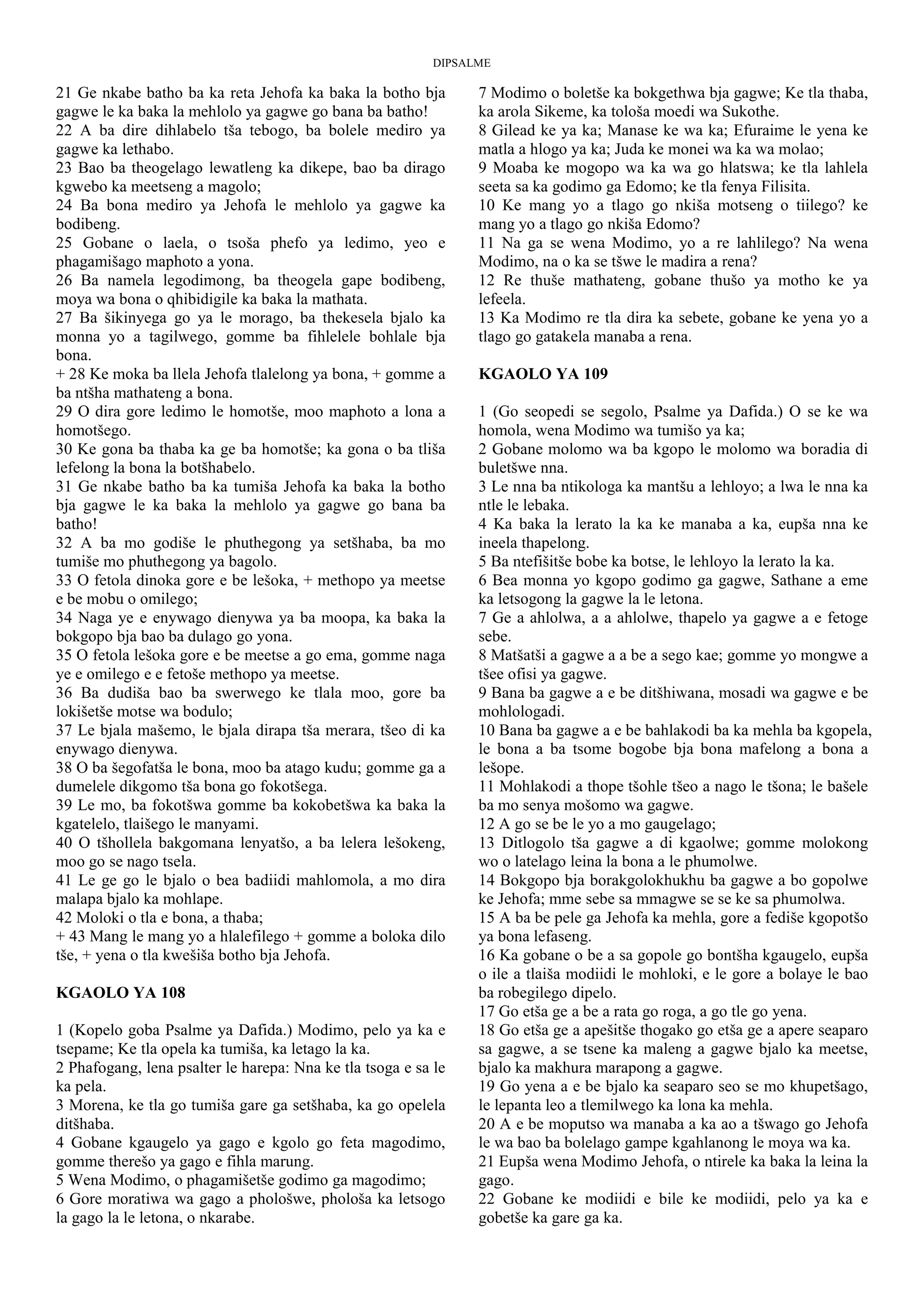 Northern Sotho Sepedi - The Book of Psalms.pdf