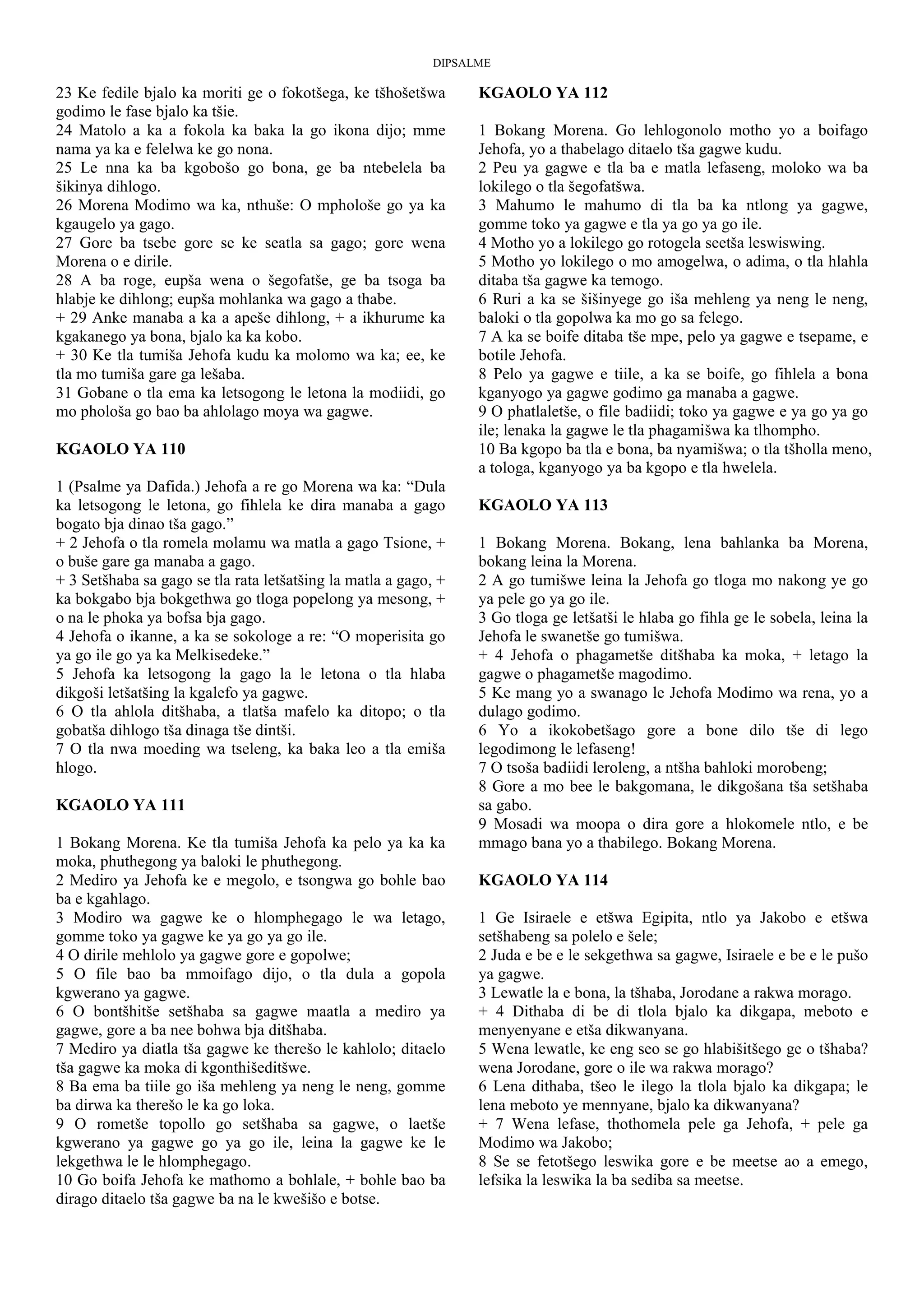 Northern Sotho Sepedi - The Book of Psalms.pdf