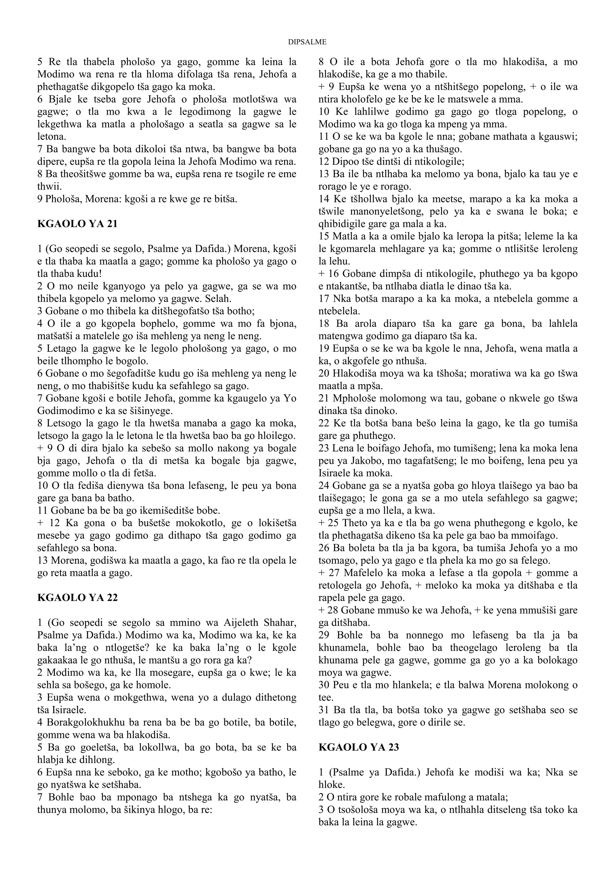 Northern Sotho Sepedi - The Book of Psalms.pdf