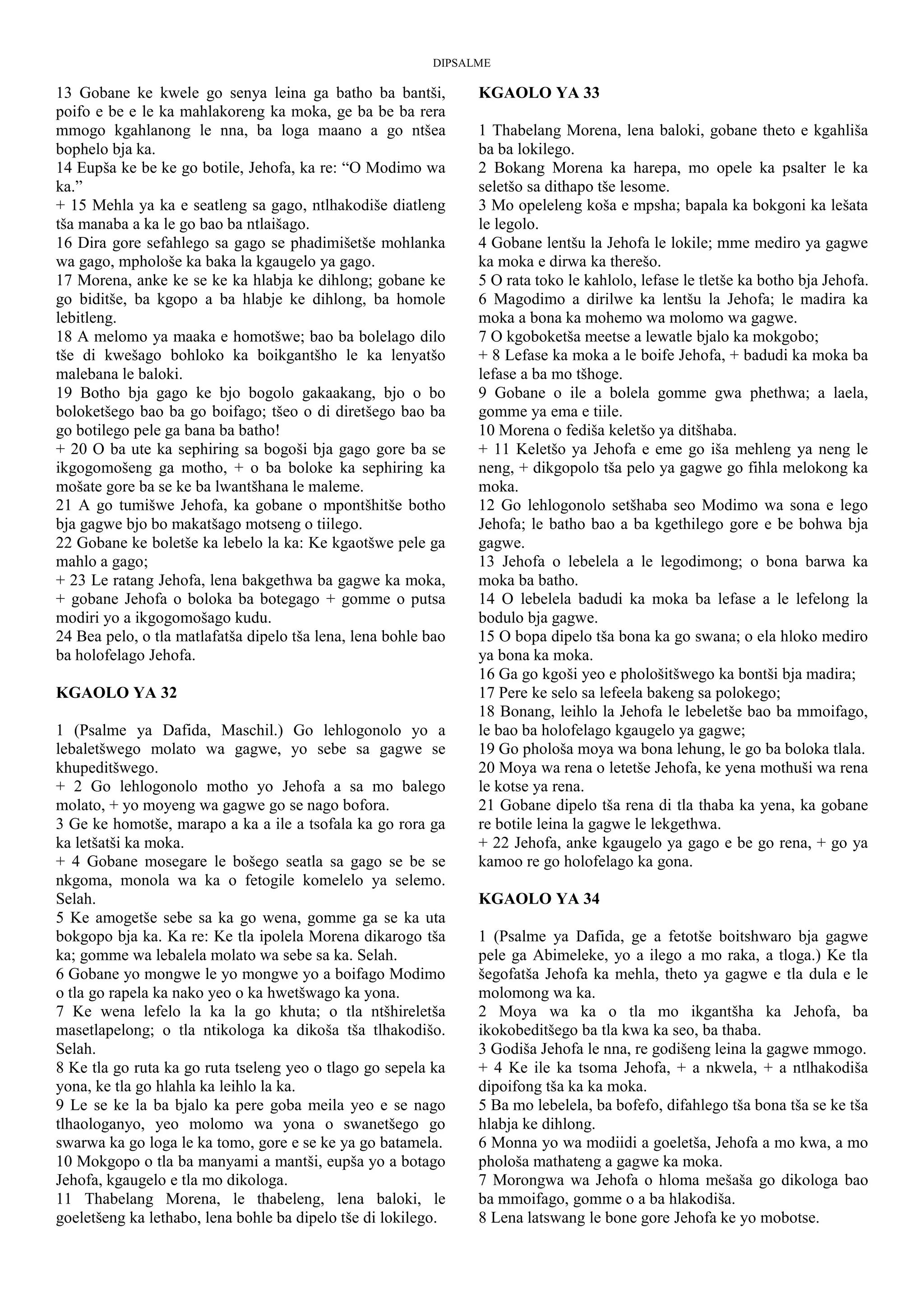Northern Sotho Sepedi - The Book of Psalms.pdf