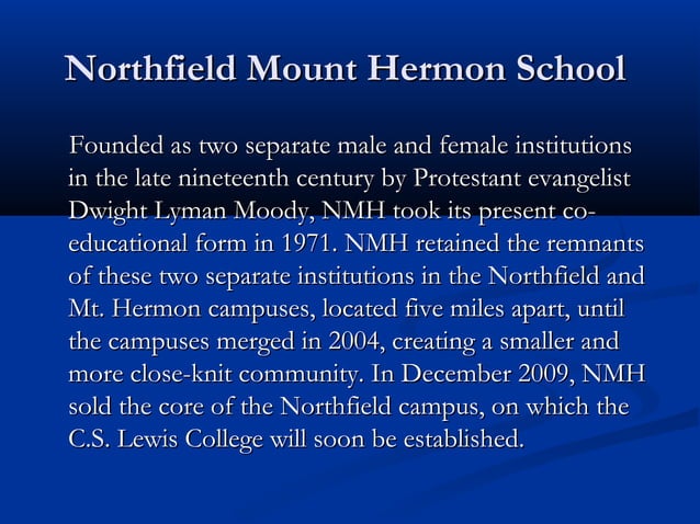 Northfield mount hermon school by kj paseka | PPT