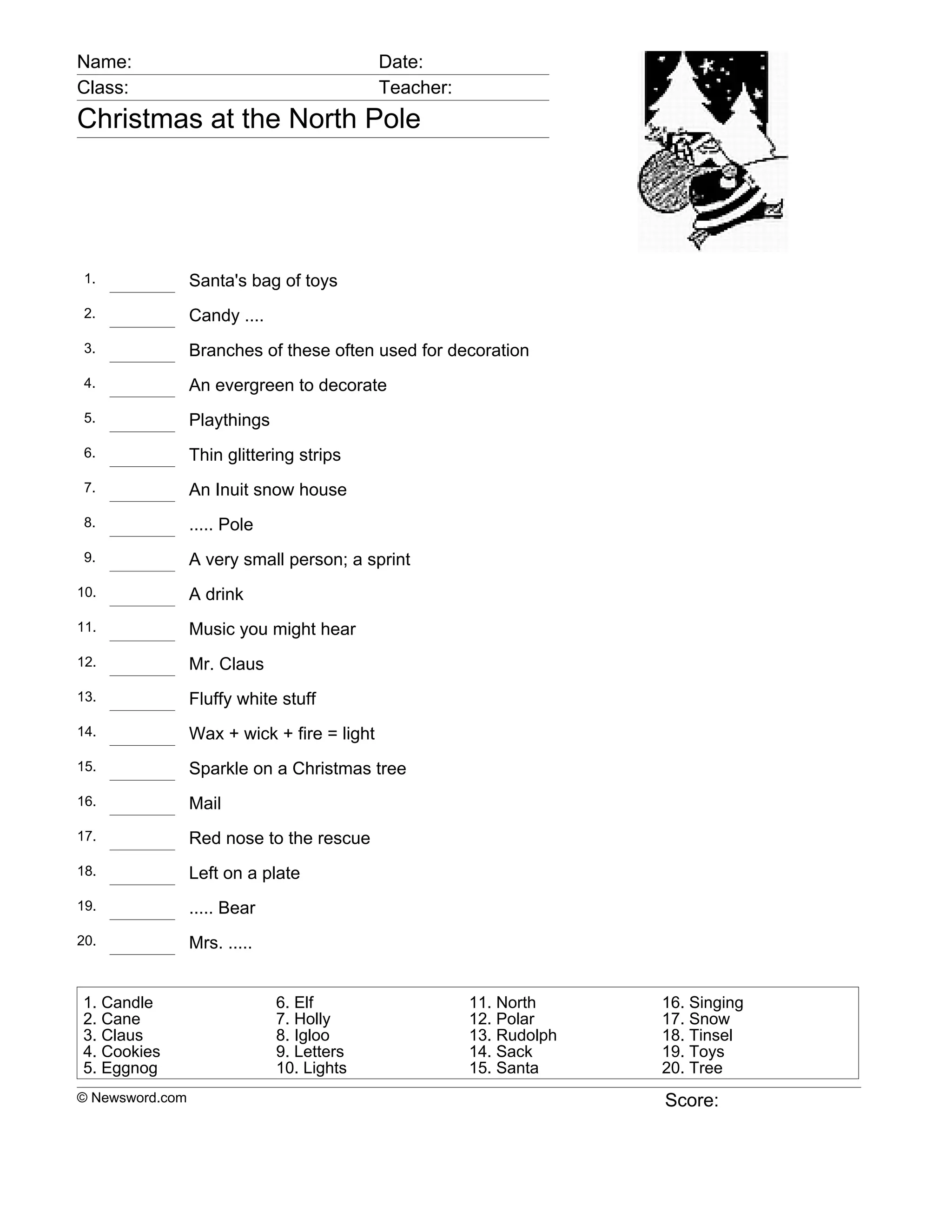 North Pole Worksheets | PPT