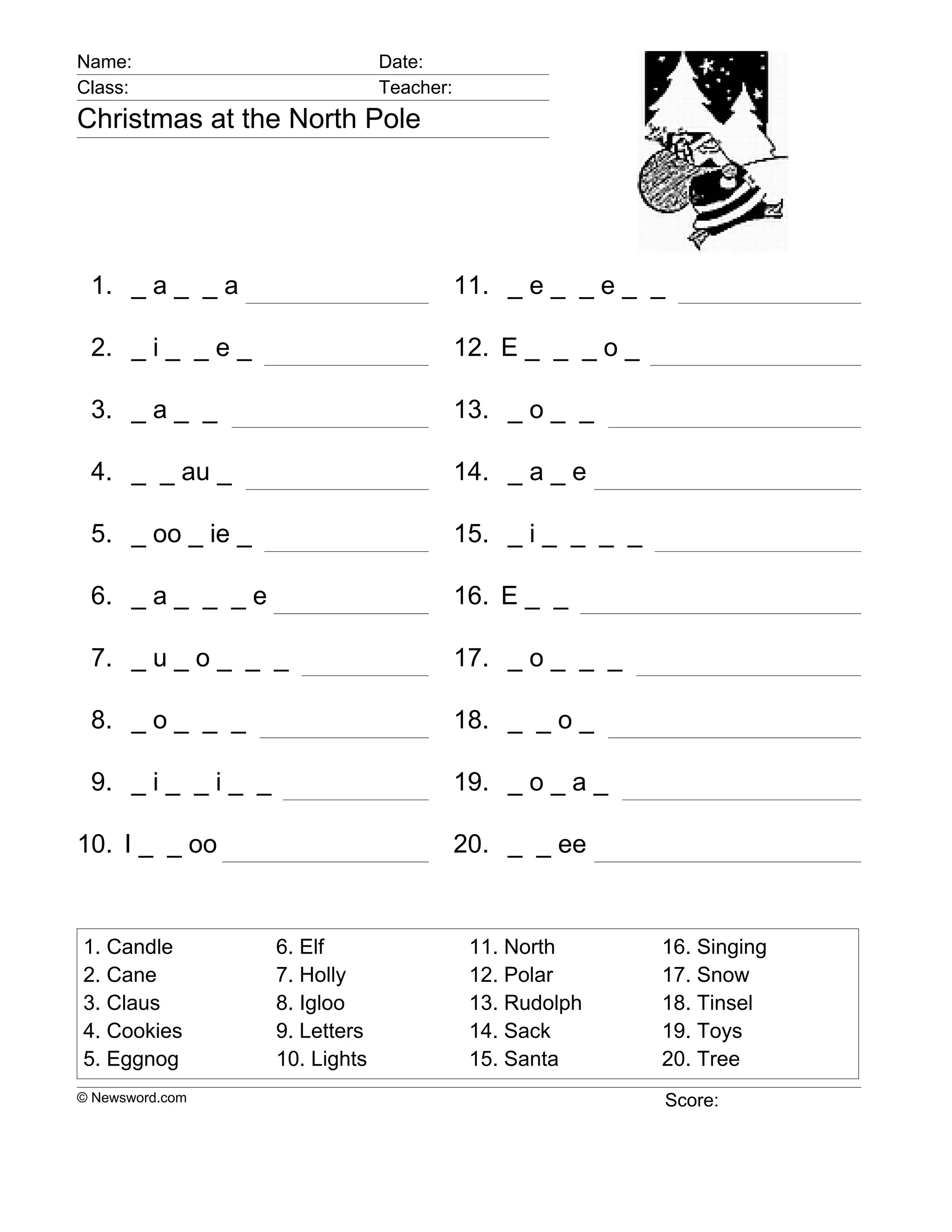 North Pole Worksheets | PPT