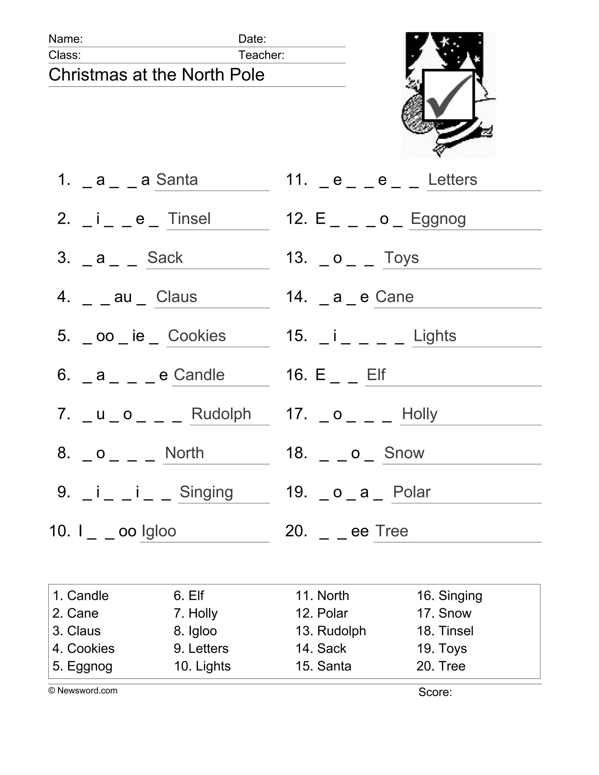 North Pole Worksheets | PPT