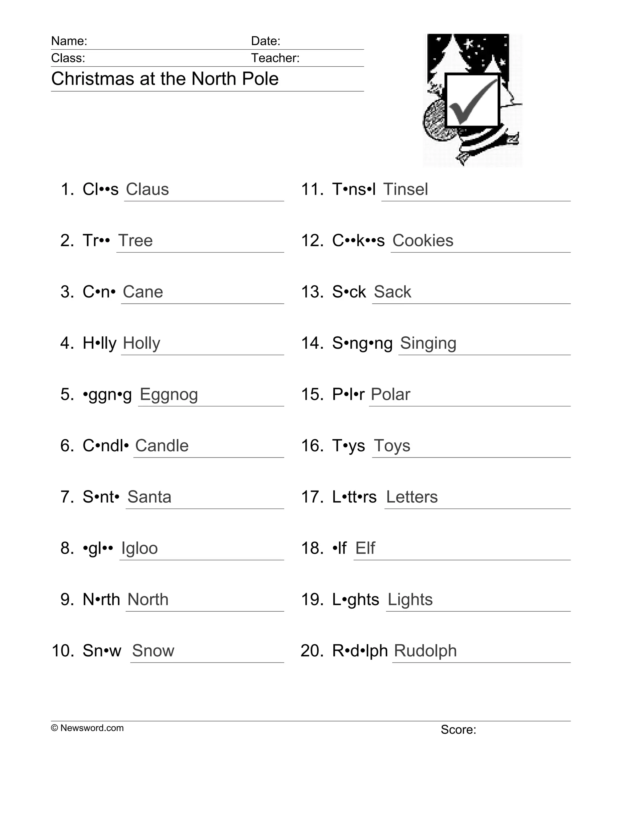 North Pole Worksheets | PPT