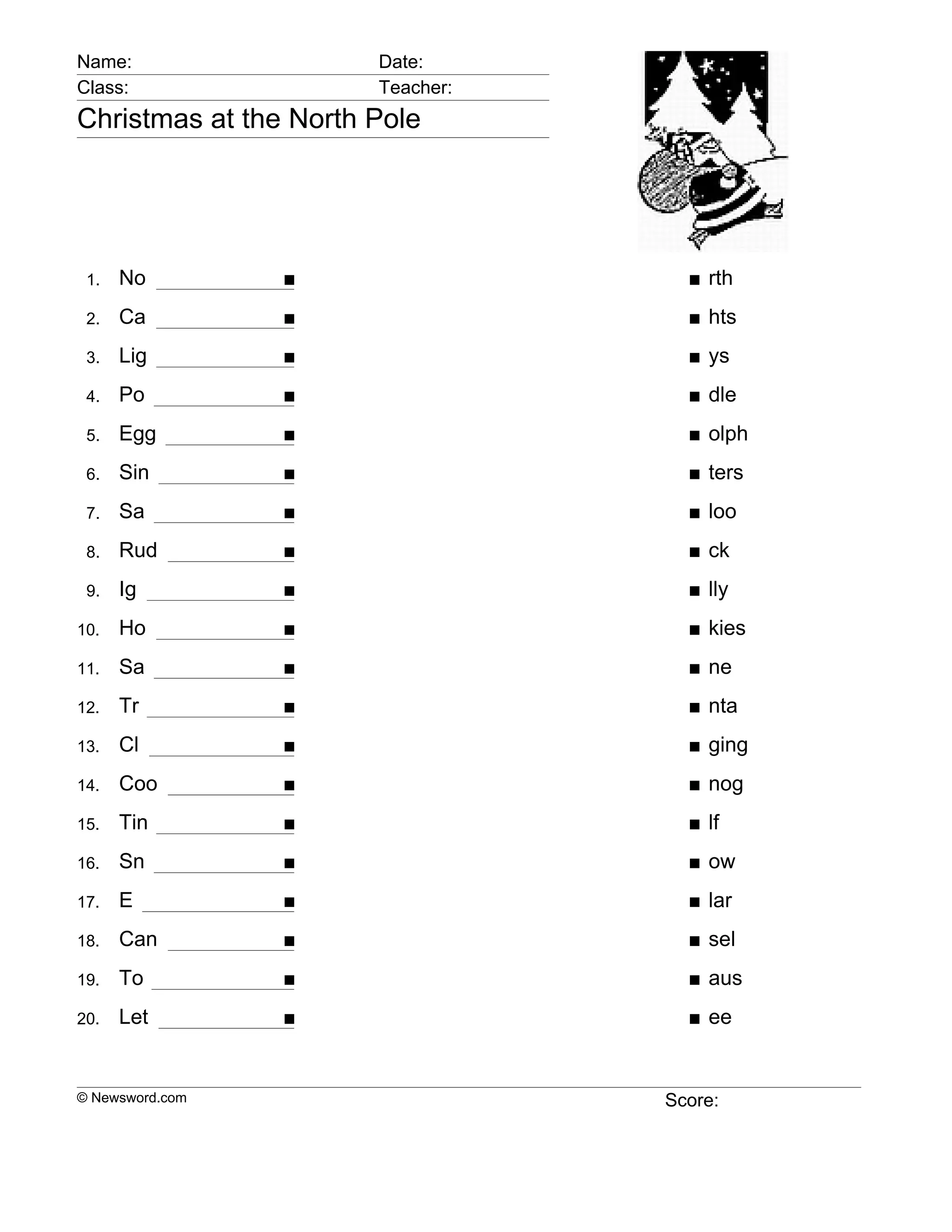 North Pole Worksheets | PPT