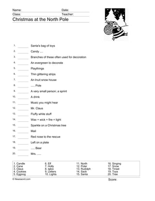 North Pole Worksheets | PPT