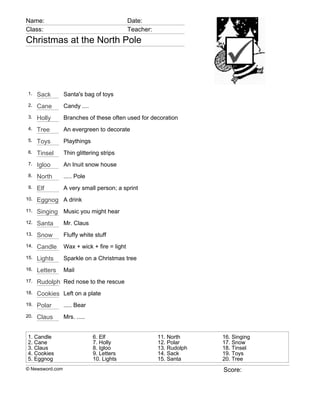 North Pole Worksheets | PPT