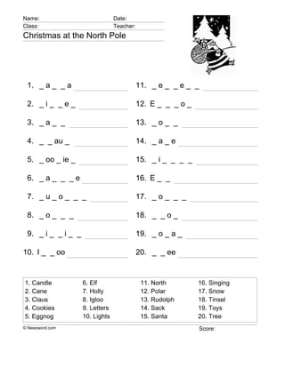 North Pole Worksheets | PPT