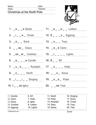 North Pole Worksheets | PPT