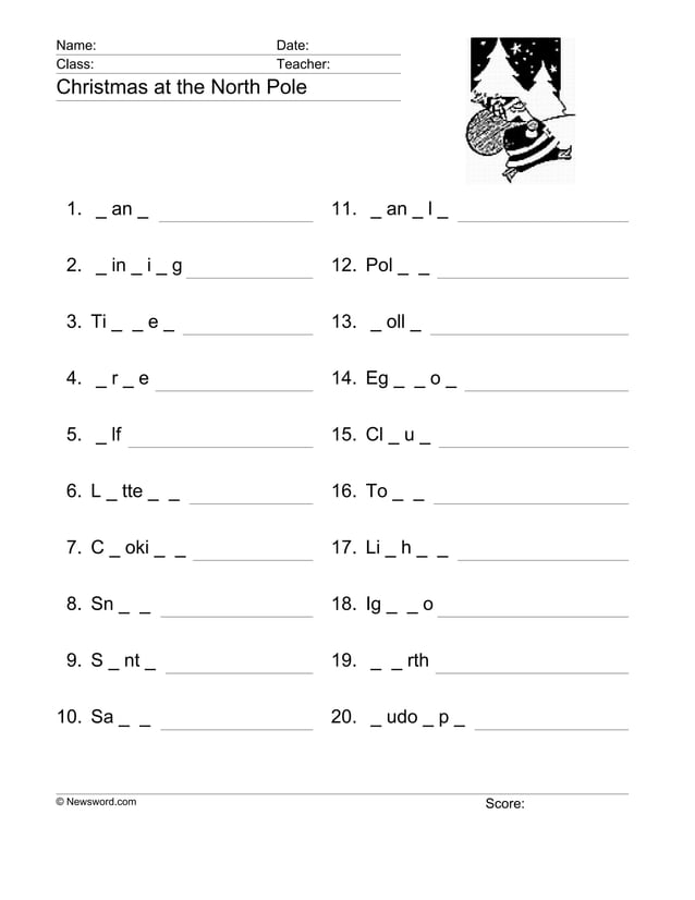 North Pole Worksheets | PPT