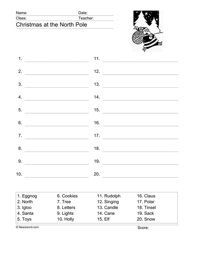 North Pole Worksheets | PPT