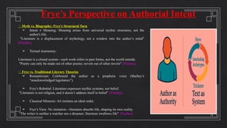 Northrop Frye and the Death of Authorial Intent A Structuralist ...