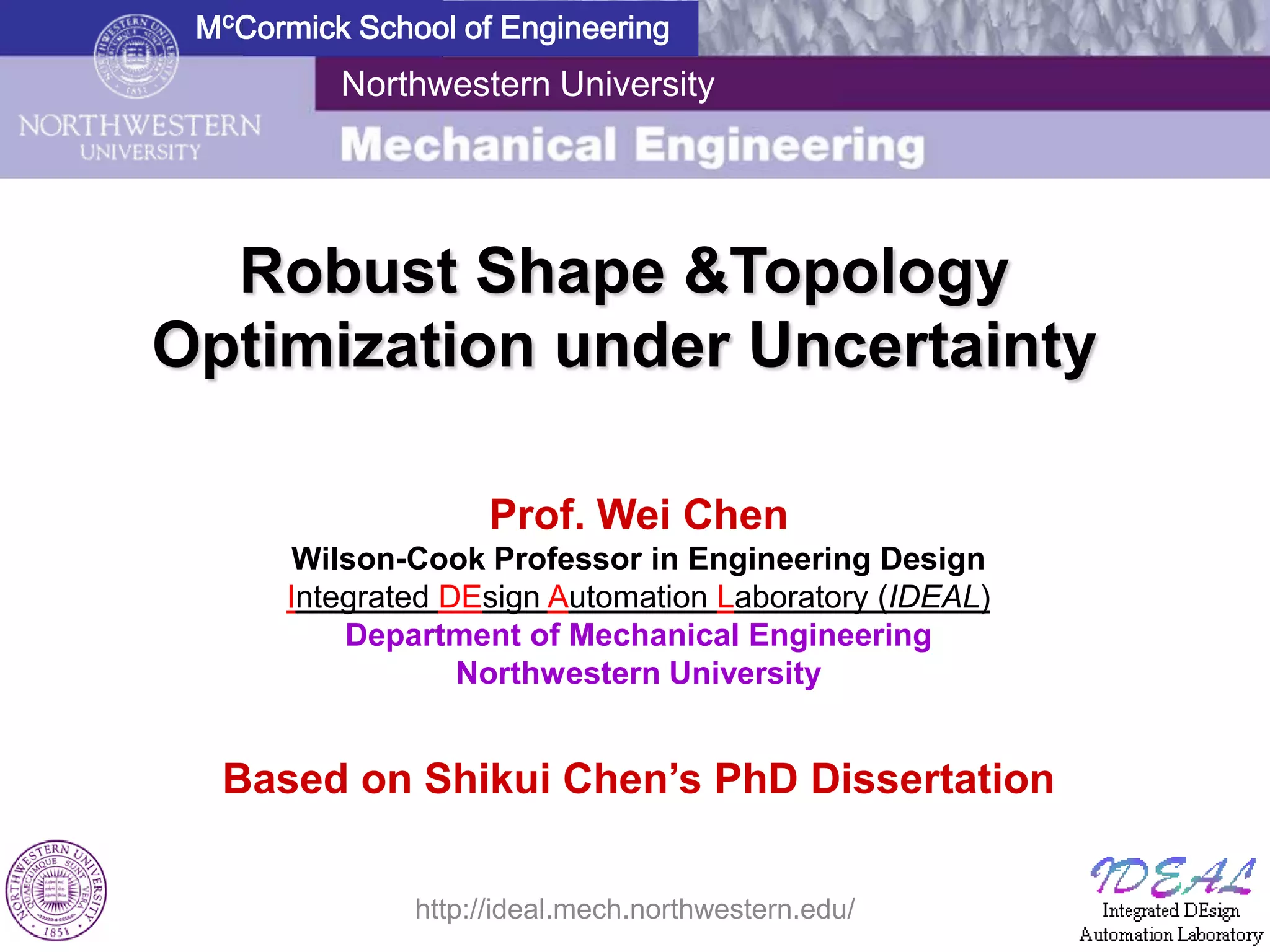 Robust Shape and Topology Optimization - Northwestern | PDF | Physics | Science