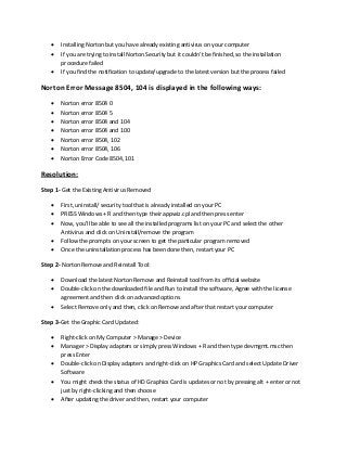 Get Rid of Norton Error 8504, 101