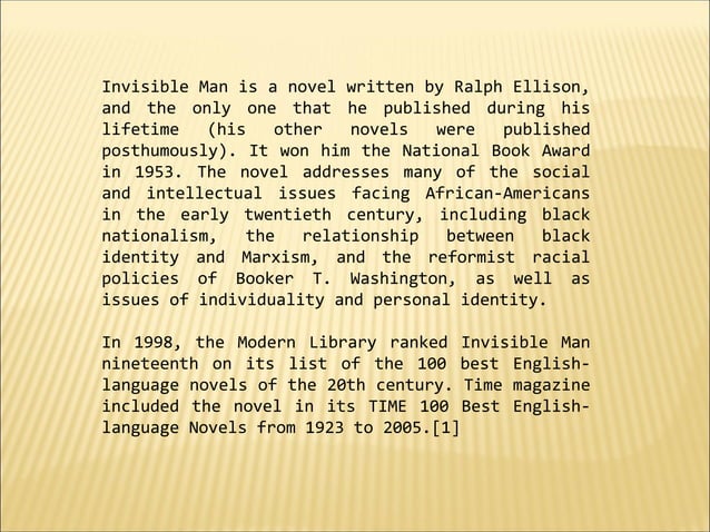 Norton Scientific: Invisible Man | PPT | Drama | Genres