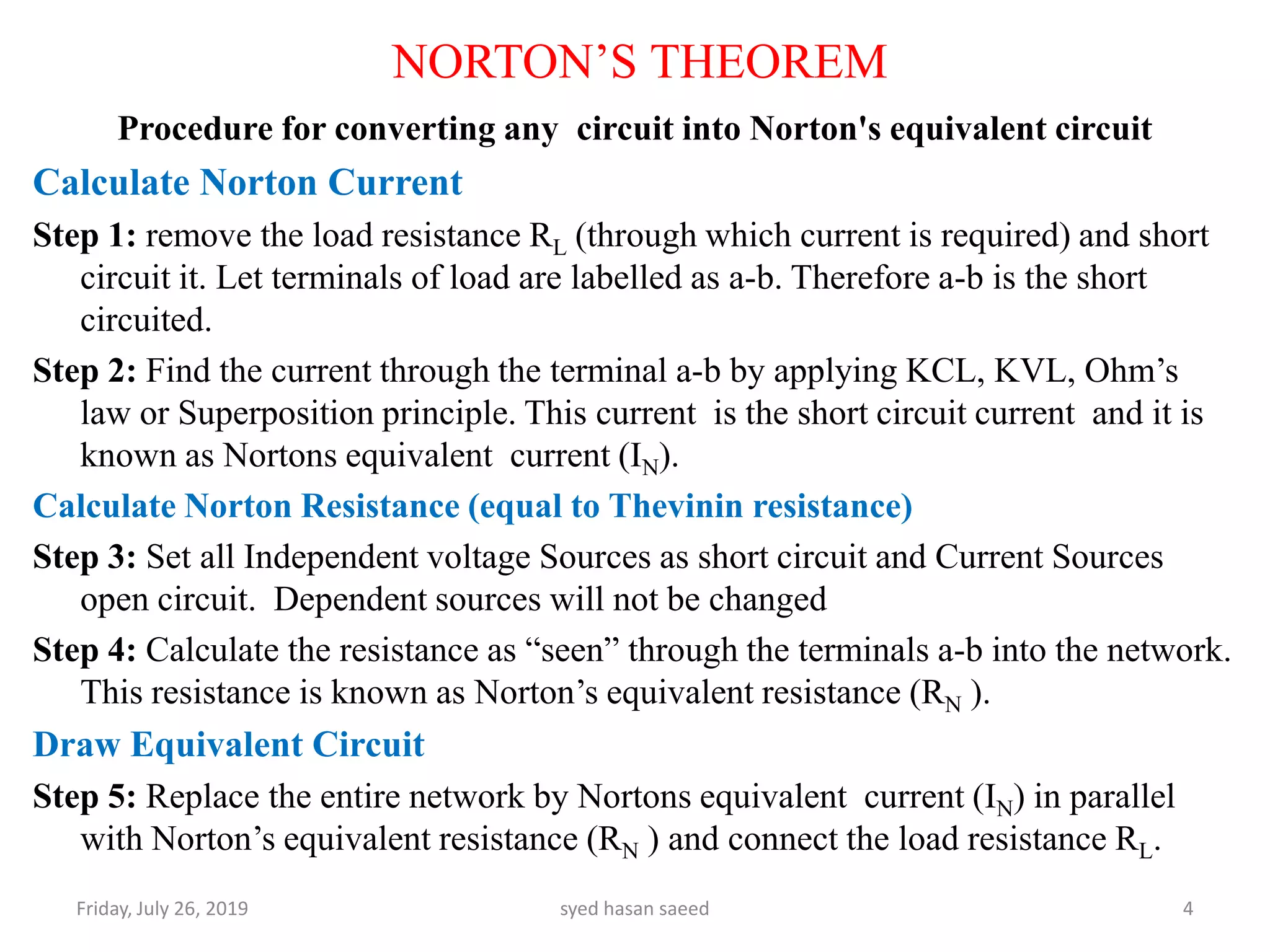 Nortons Theorem Pdf Computer Networking Computing