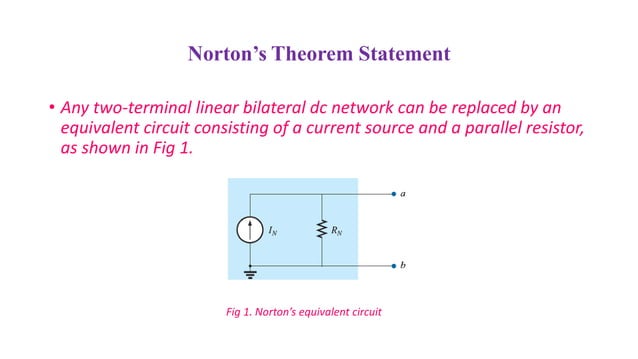 Norton's theorem | PPTX | Physics | Science