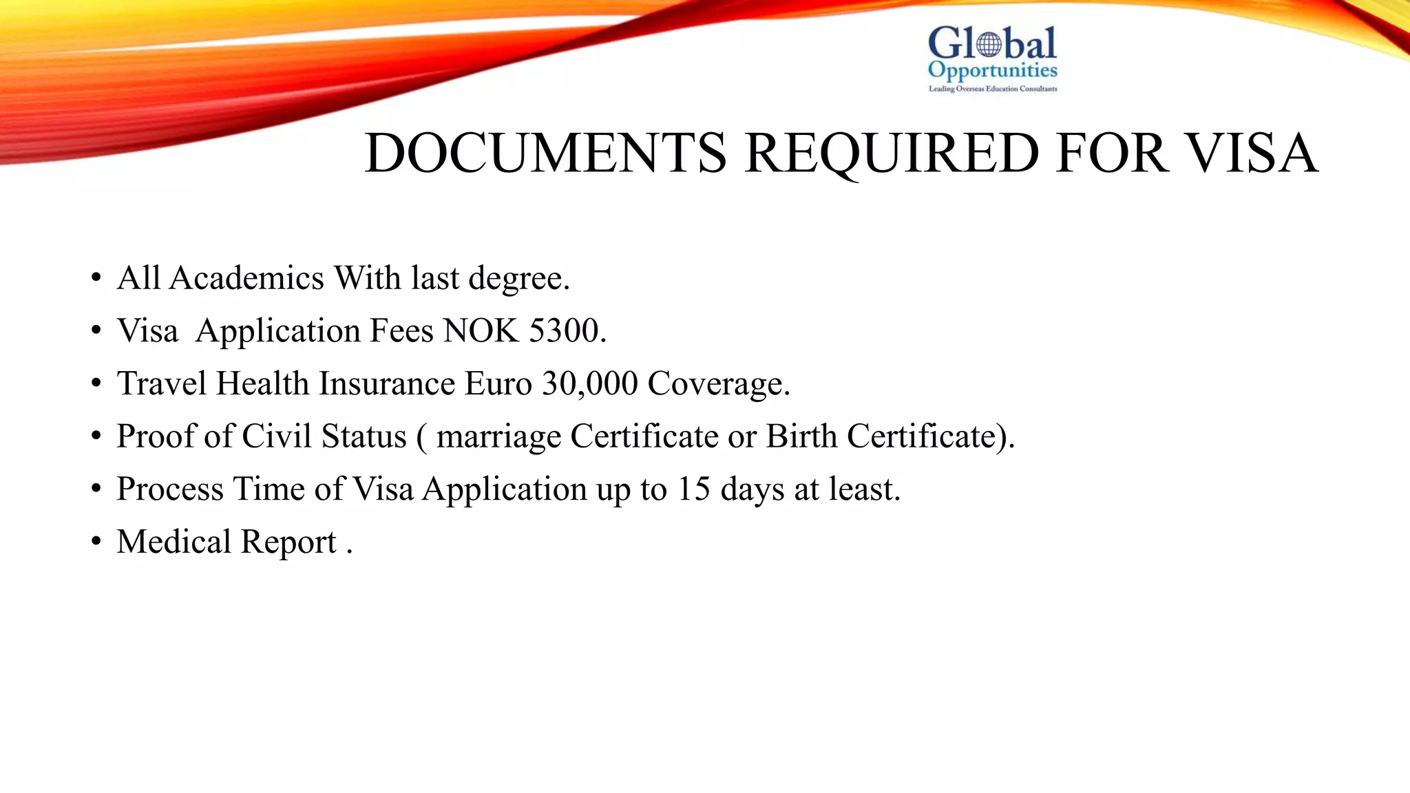 NORWAY VISA CHECKLIST | PPT