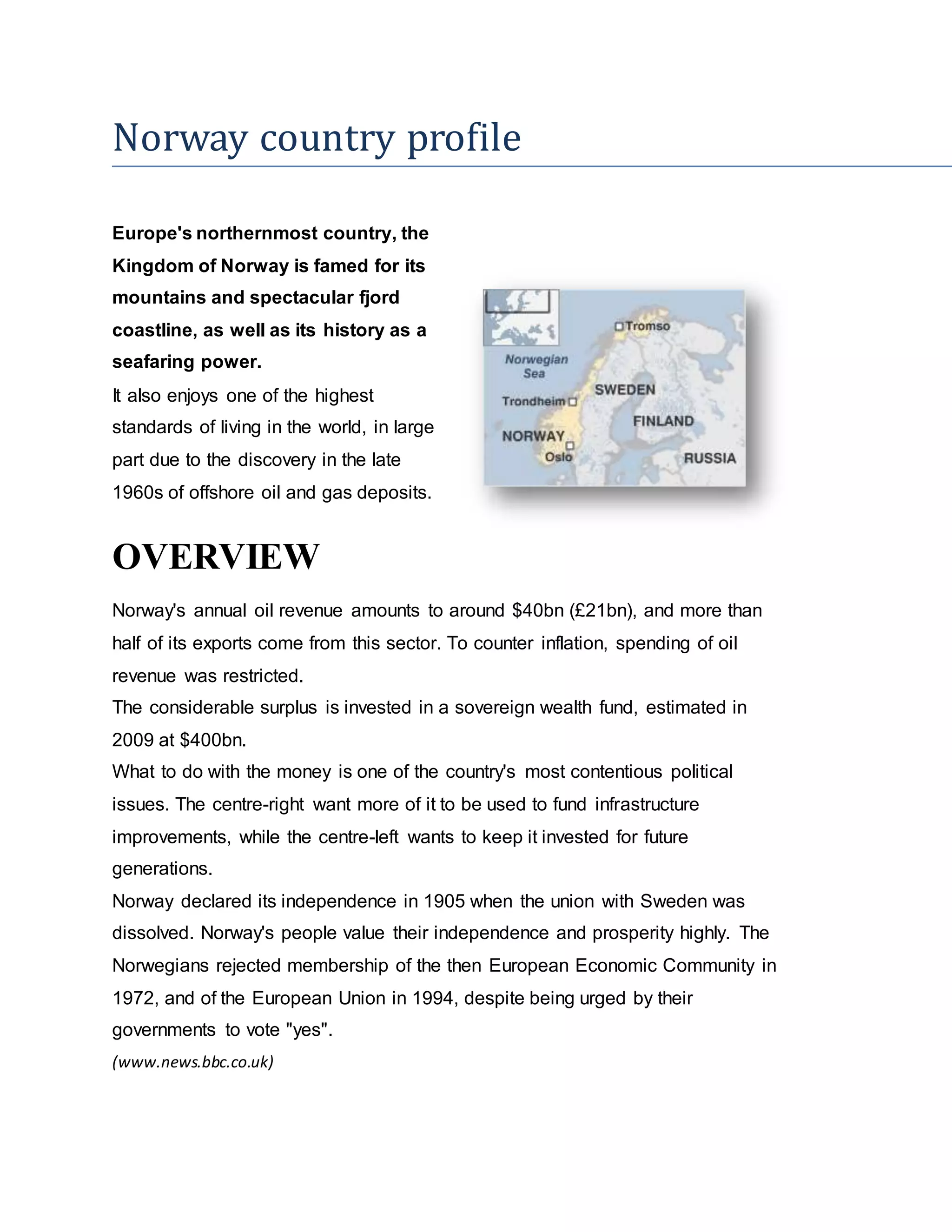 Norway Country Profile | DOCX
