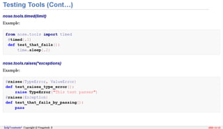 Unit Testing with Nose | PDF