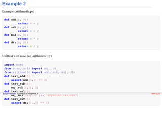 Unit Testing with Nose | PDF