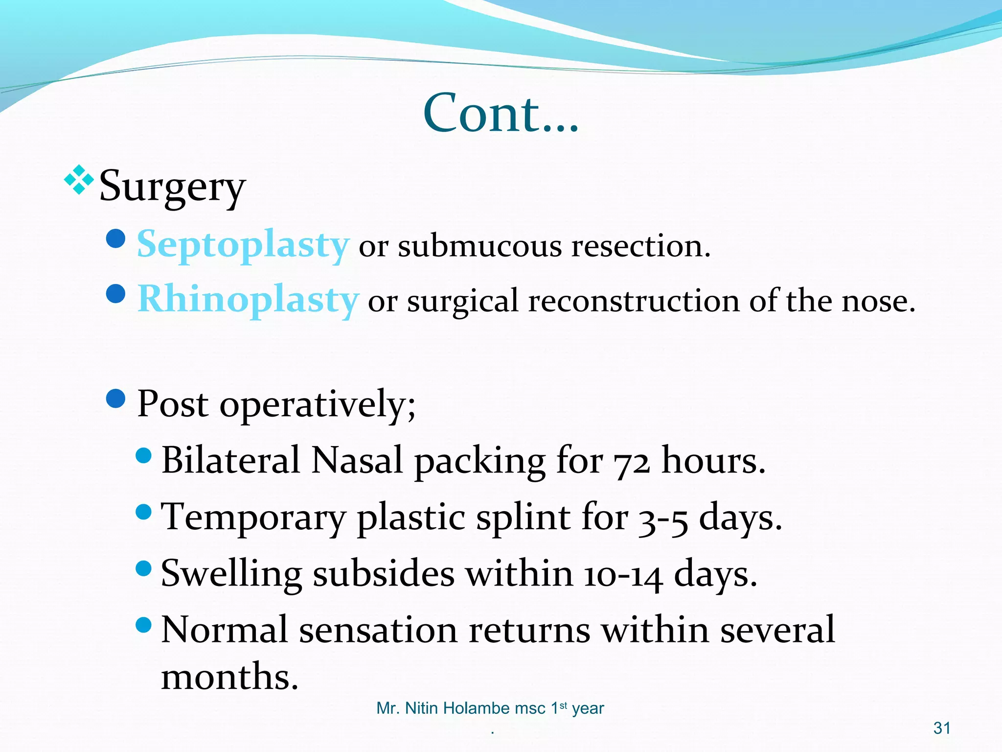 Nose disorder med search disorder ppt | PPT