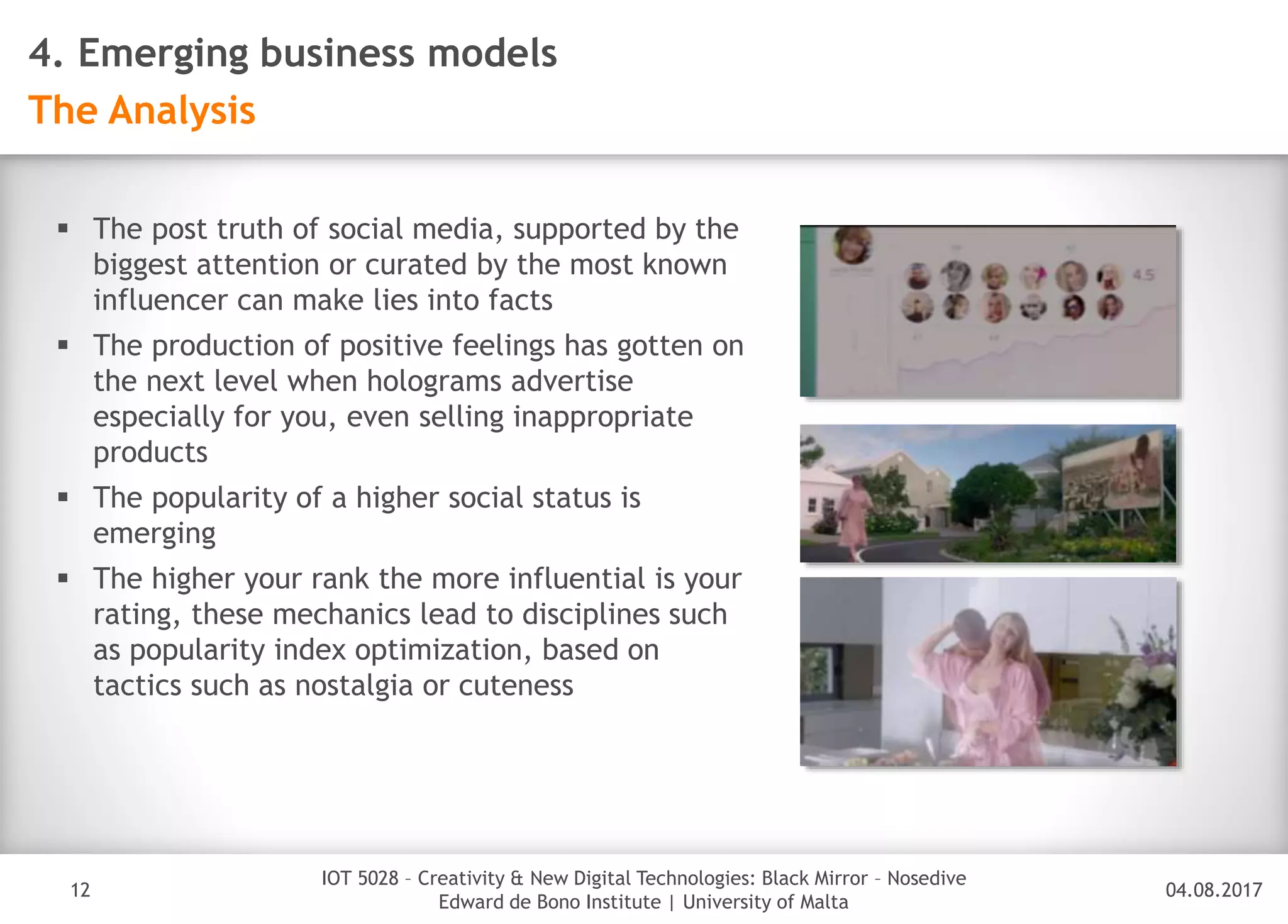 Blackmirror S03E01 - Nosedive - Analysis and philosophical thoughts | PPTX