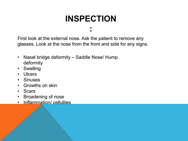 Nose examination ppt | PPTX | Ear, Nose and Throat Conditions ...