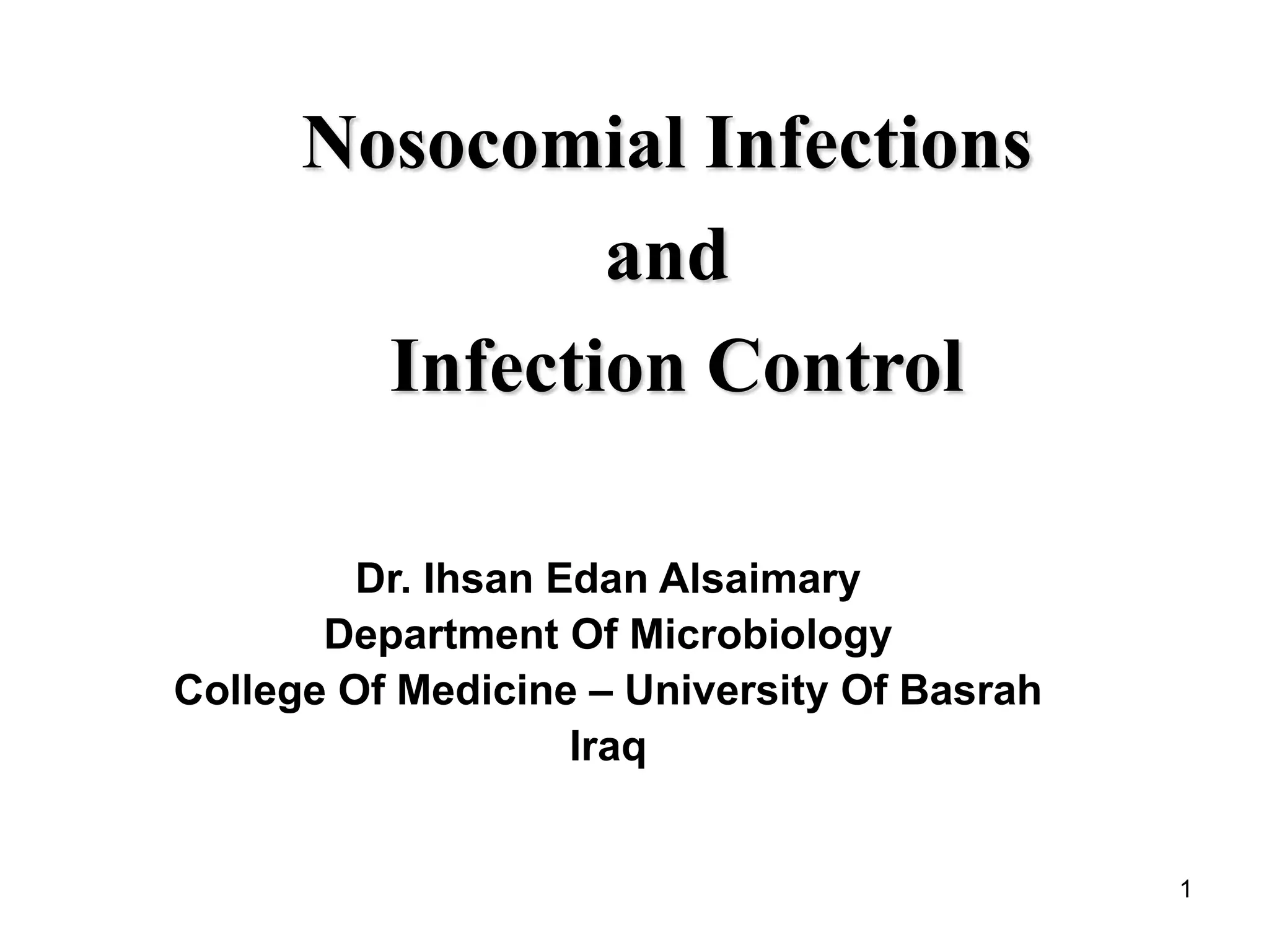 Nosocomial infections and infection control | PPT