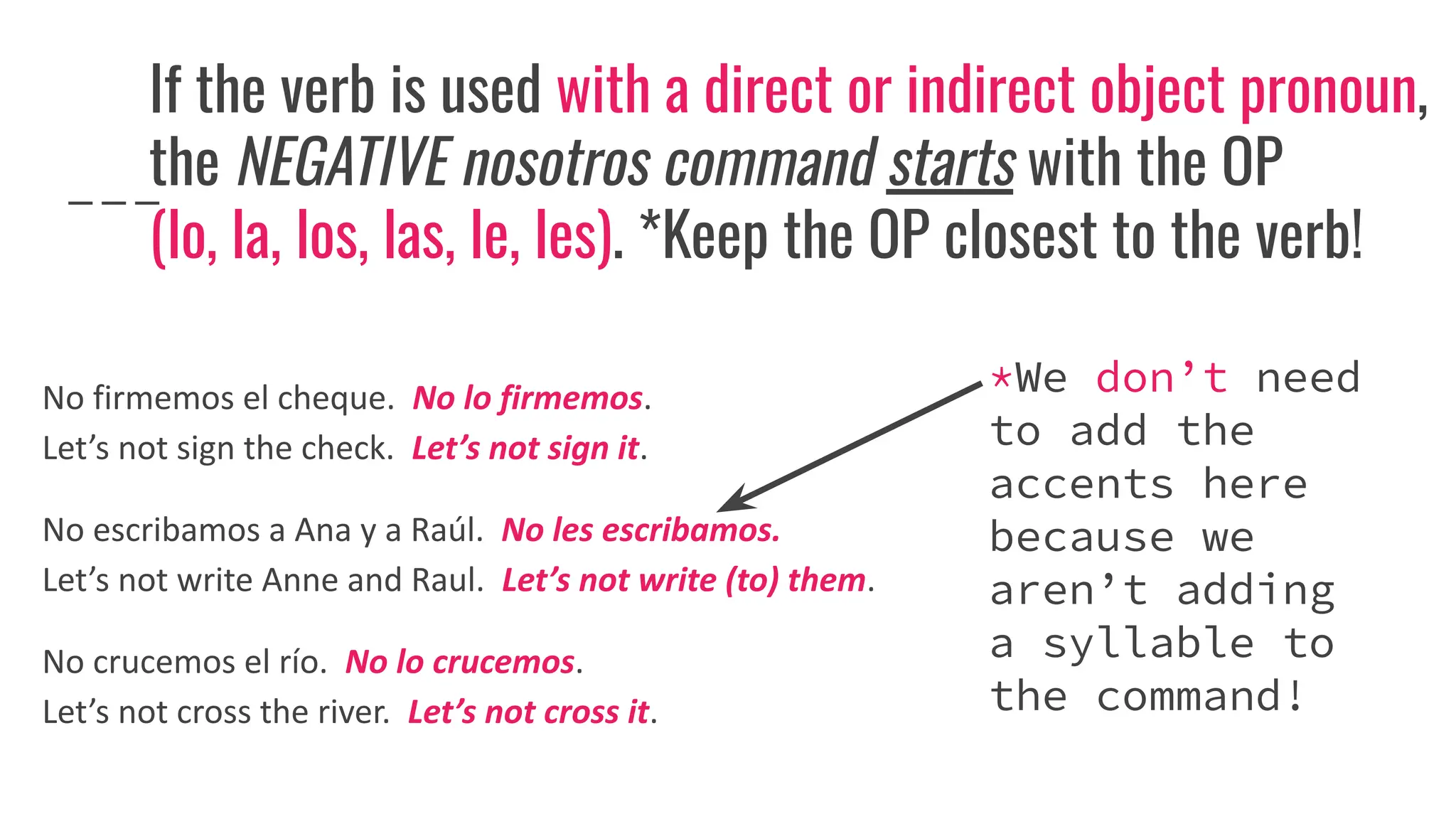 Nosotros Commands Slide Notes with examples | PDF
