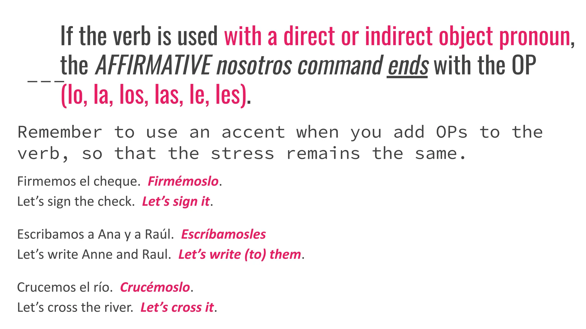 Nosotros Commands Slide Notes with examples | PDF