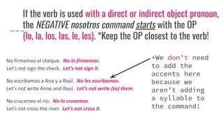 Nosotros Commands Slide Notes with examples | PDF
